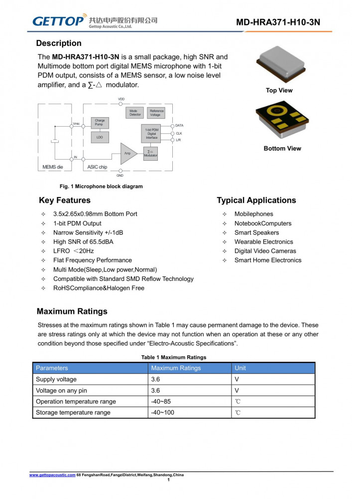 MD-HRA371-H10-3N datasheet page 1