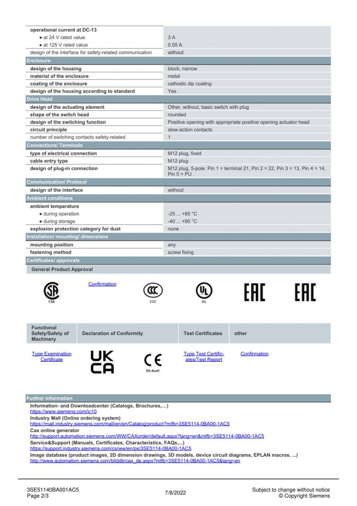 3SE51140BA001AC5 datasheet page 2