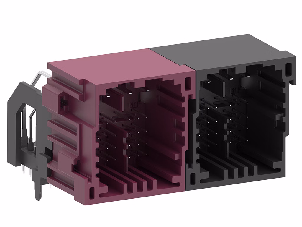 stAK50h 2 Bay Right-Angle Hybrid Header, 57 Circuits, Bay 1: 32 Circuits/Key 2/Blue; Bay 2: 25 Circuits/Key 1/Green; Tray