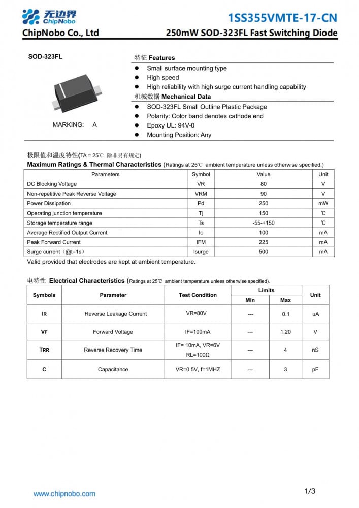 1SS355VMTE-17-CN datasheet page 1