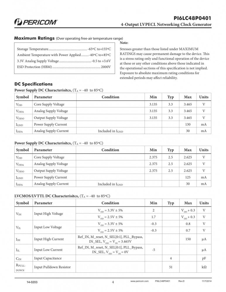 PI6LC48P0401LIE datasheet page 4
