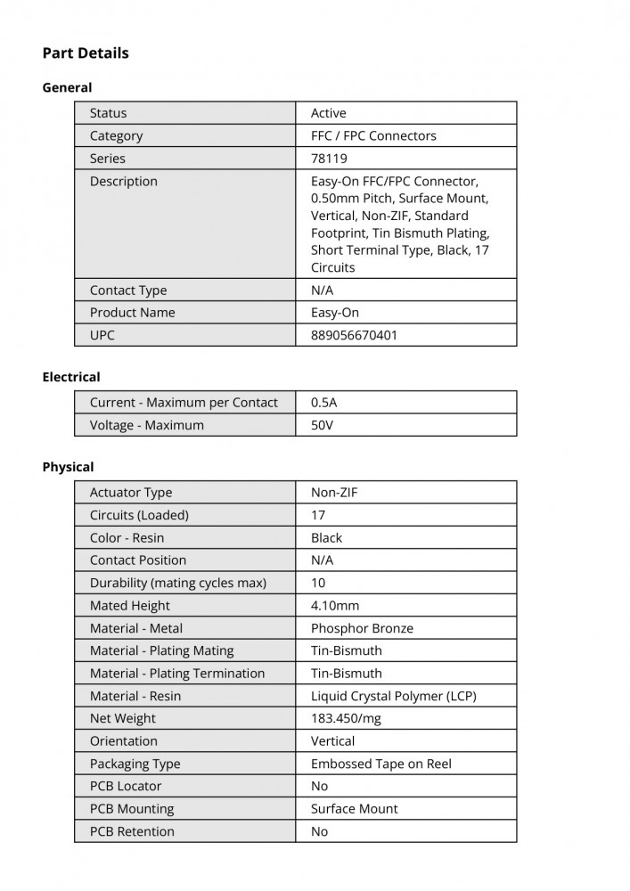 Product document image 2 for MOLEX 781191710