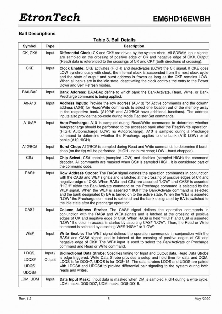 Etron DDR3L datasheet page 5
