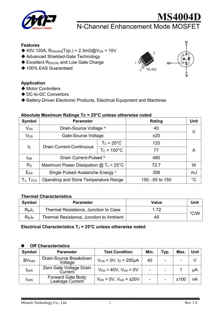 MS4004D datasheet page 1