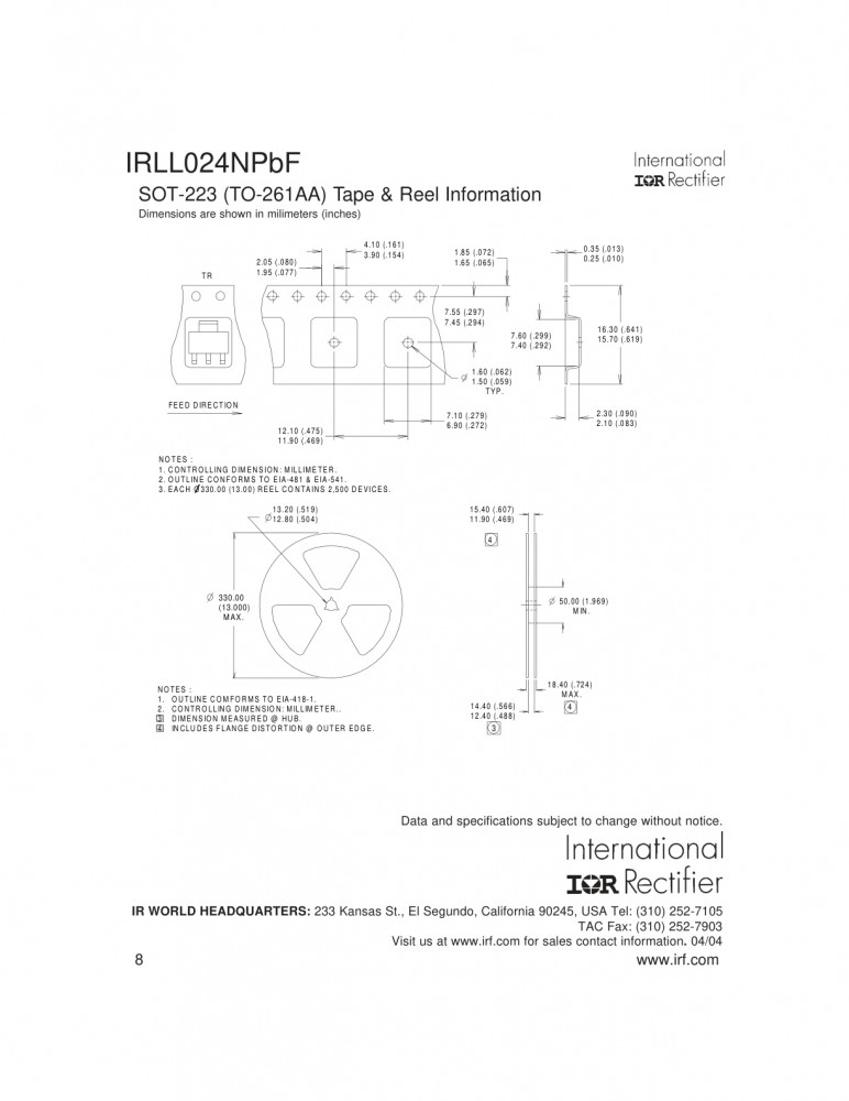 IRLL024NTRPBF datasheet page 8
