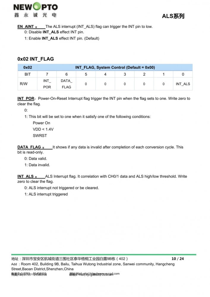 XYC-ALS21C-K1 datasheet page 10