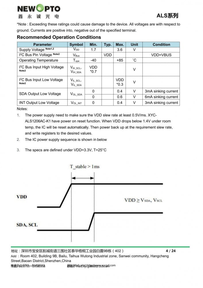 XYC-ALS21C-K1 datasheet page 4