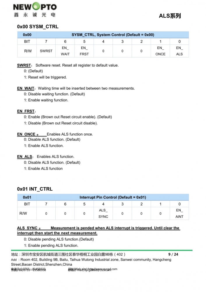 XYC-ALS21C-K1 datasheet page 9