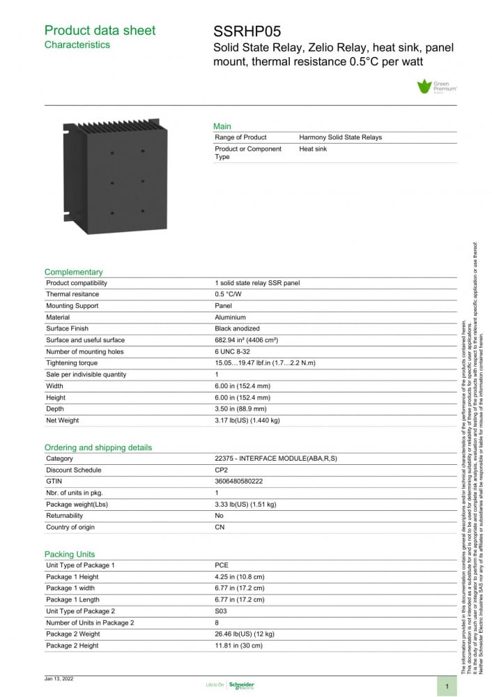 SSRHP05 technical document page 1