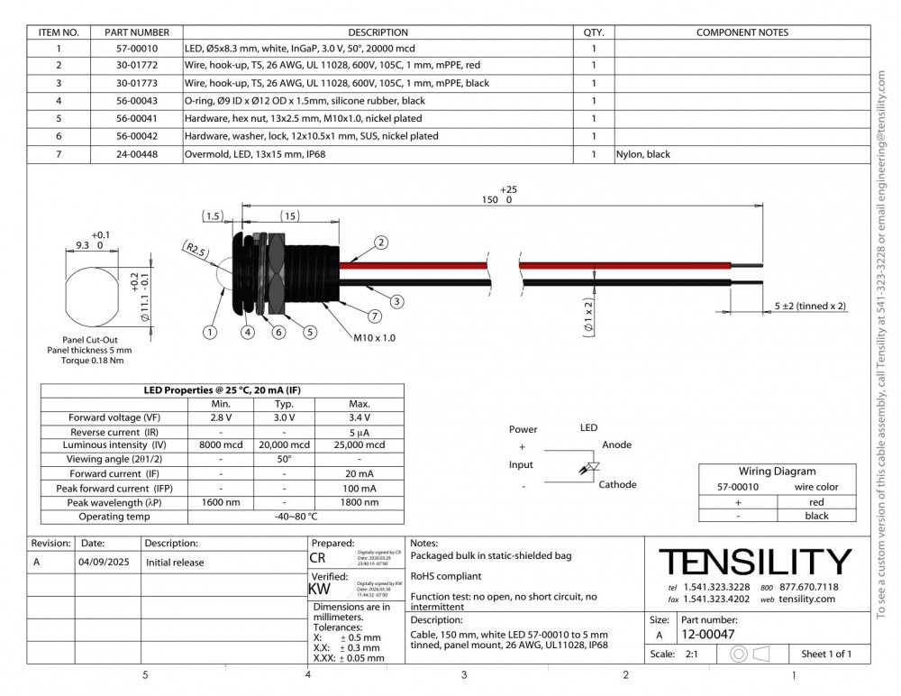 Tensility International 12-00047 product drawing preview