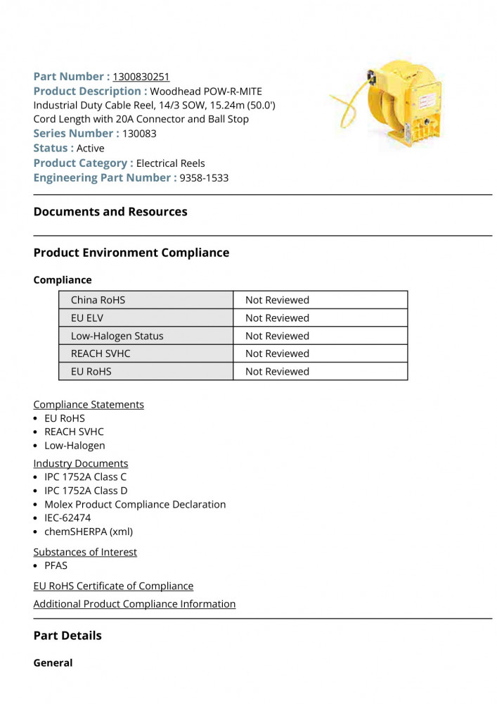 Technical document page 1 for product 1300830251