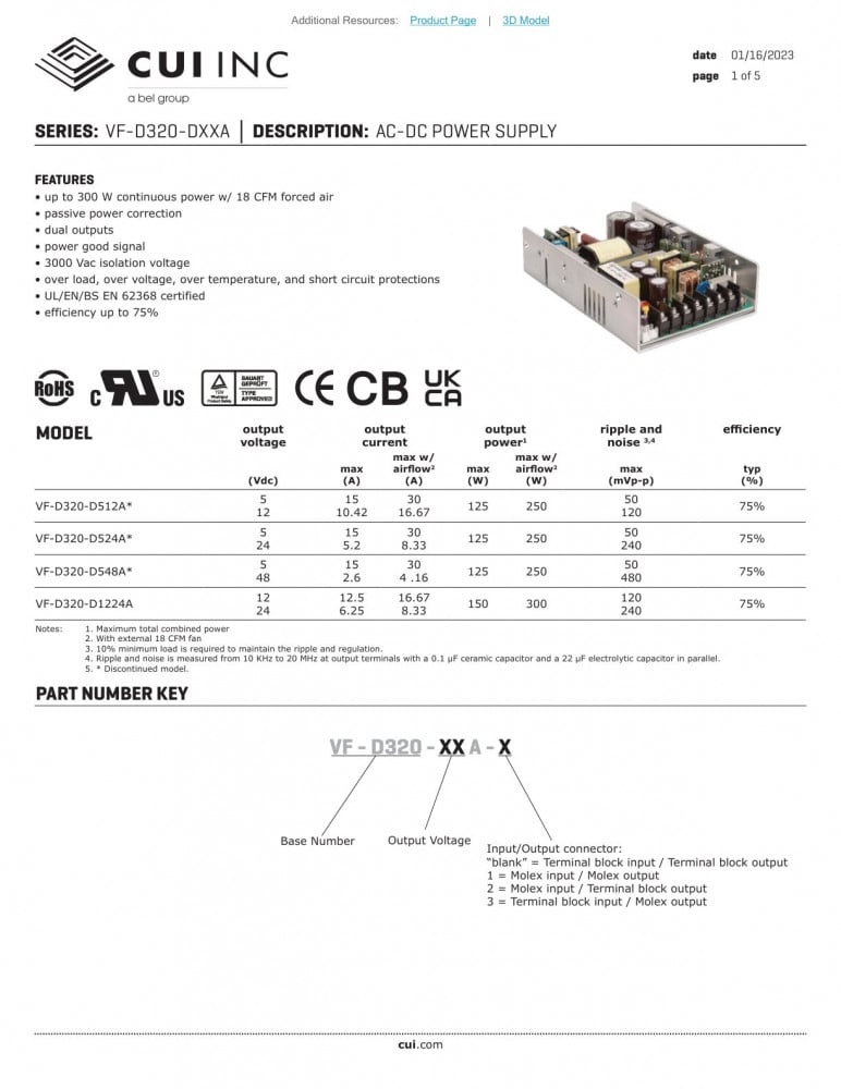 VF-D320-D1224A datasheet page 1