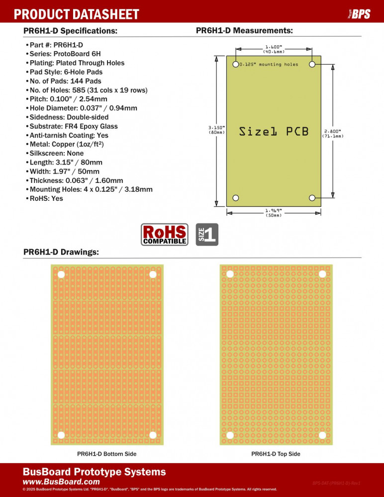 PR6H1-D board technical reference image 2
