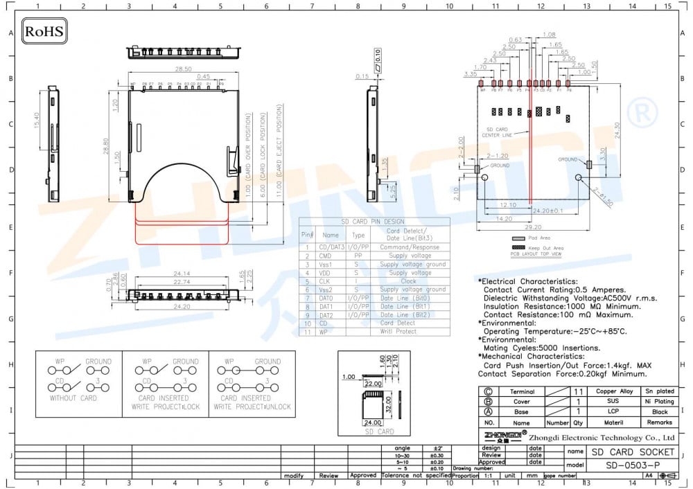 SD-0503-P technical document page