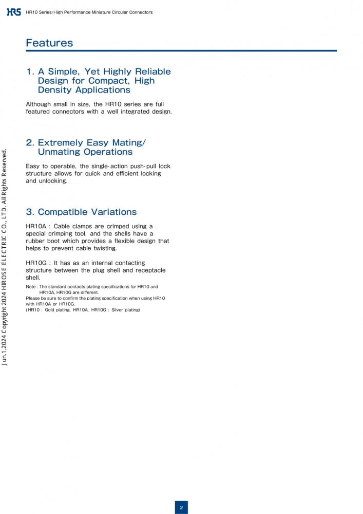 HR10A series document page 2