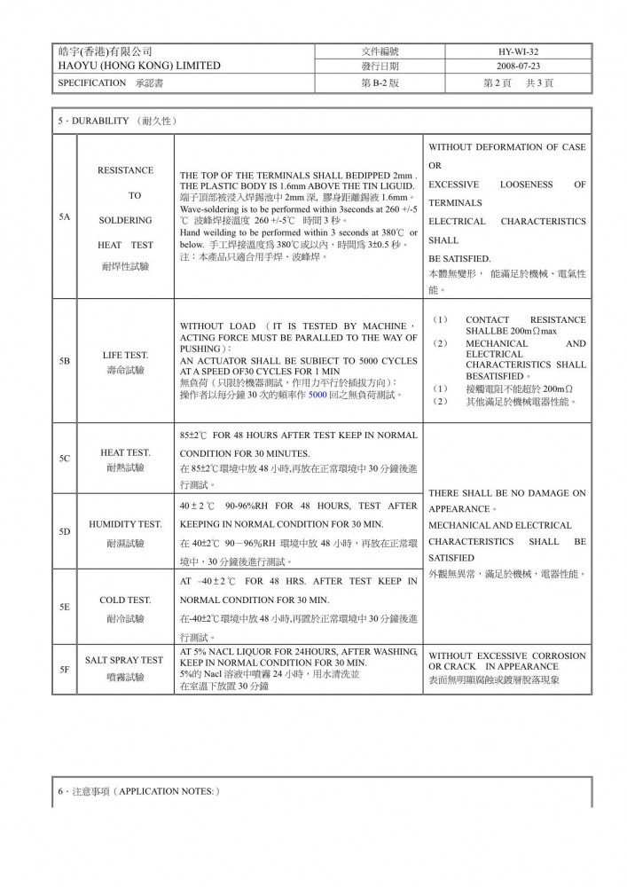 PJ-609BA specification page 2