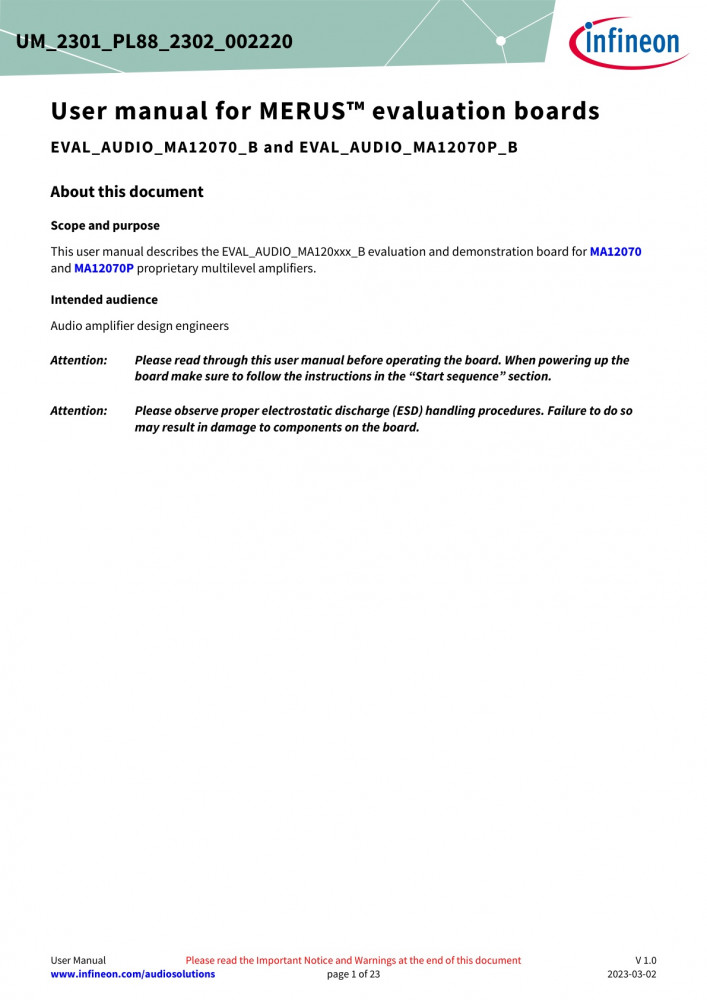 Infineon MA12070P evaluation board manual page 1