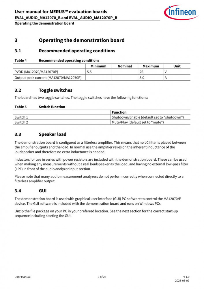 Infineon MA12070P evaluation board manual page 9