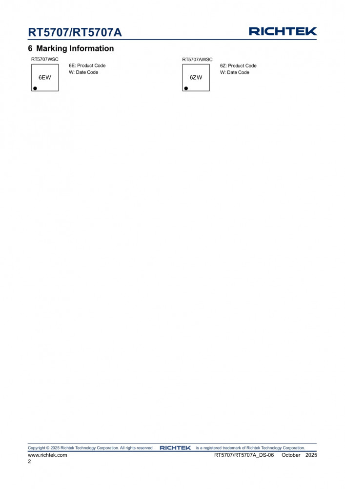 RT5707 and RT5707A datasheet preview, page 2