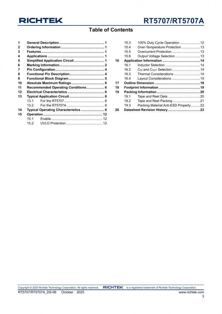 RT5707 and RT5707A datasheet preview, page 3