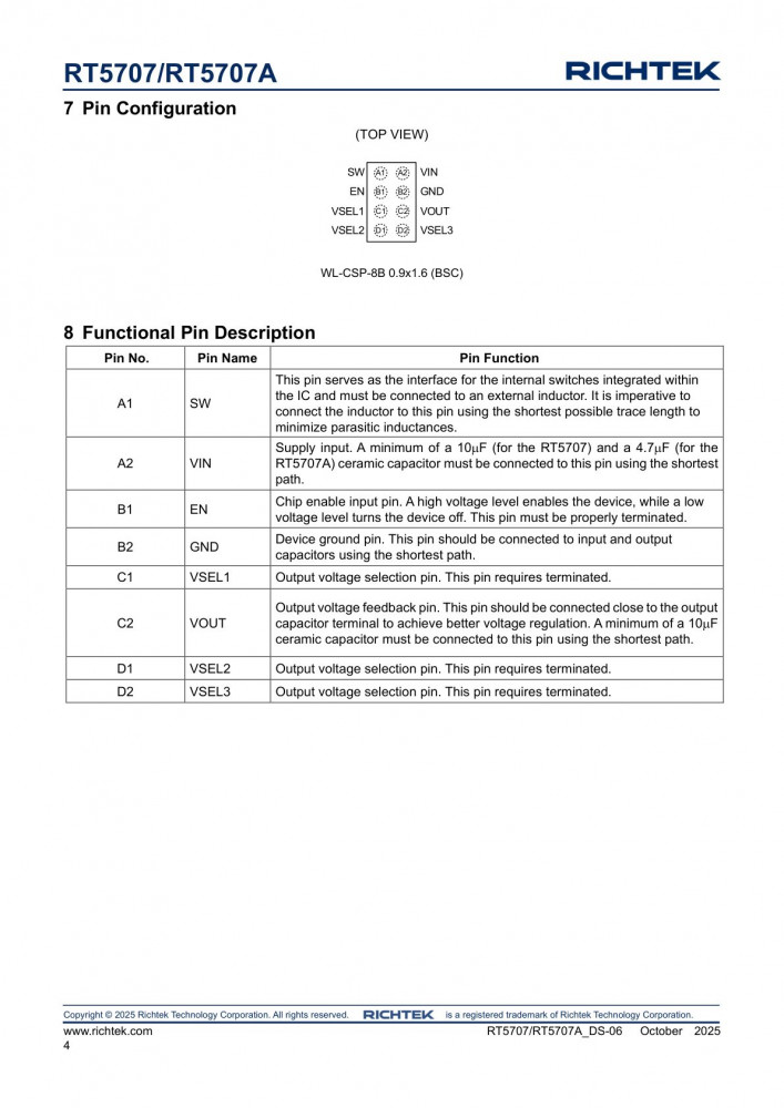 RT5707 and RT5707A datasheet preview, page 4
