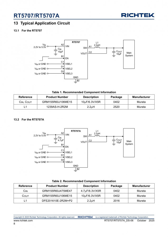 RT5707 and RT5707A datasheet preview, page 8