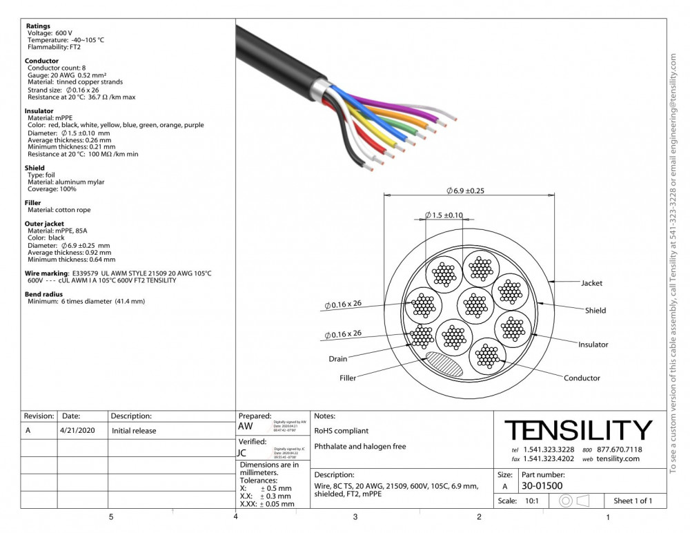 Tensility International 30-01500 product drawing preview