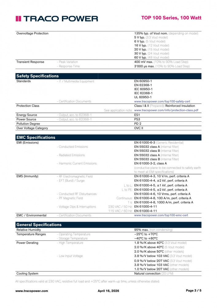 TOP 100 Series datasheet page 3