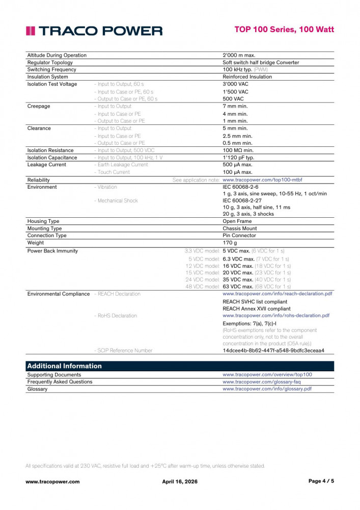 TOP 100 Series datasheet page 4