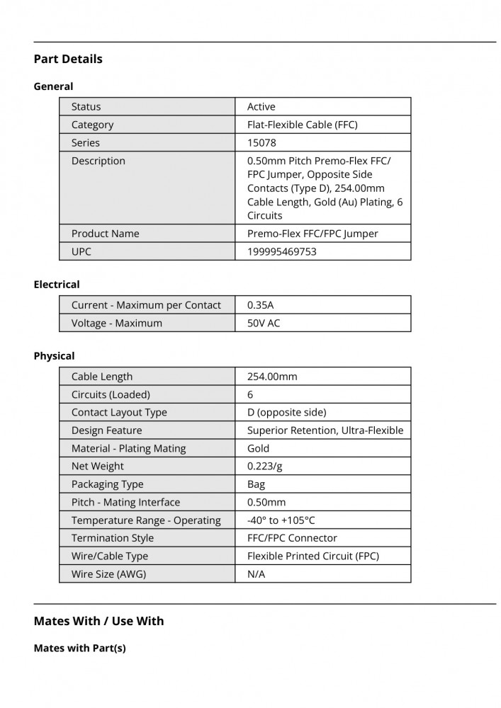 MOLEX 15078 product specification page image 2