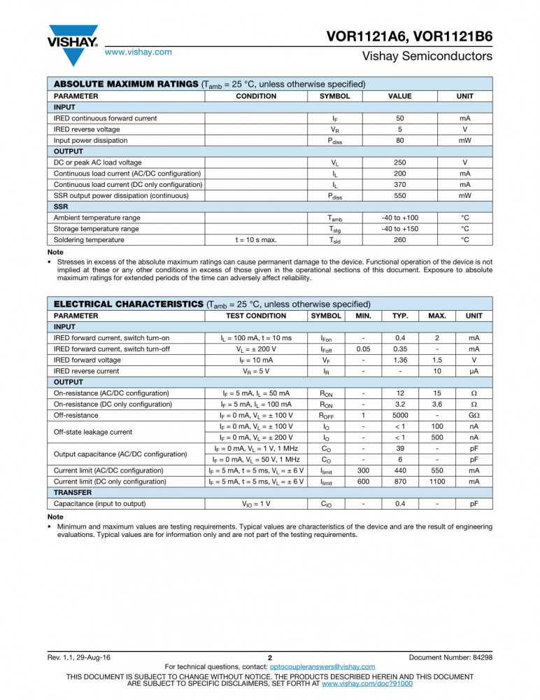 VOR1121B6 datasheet page 2