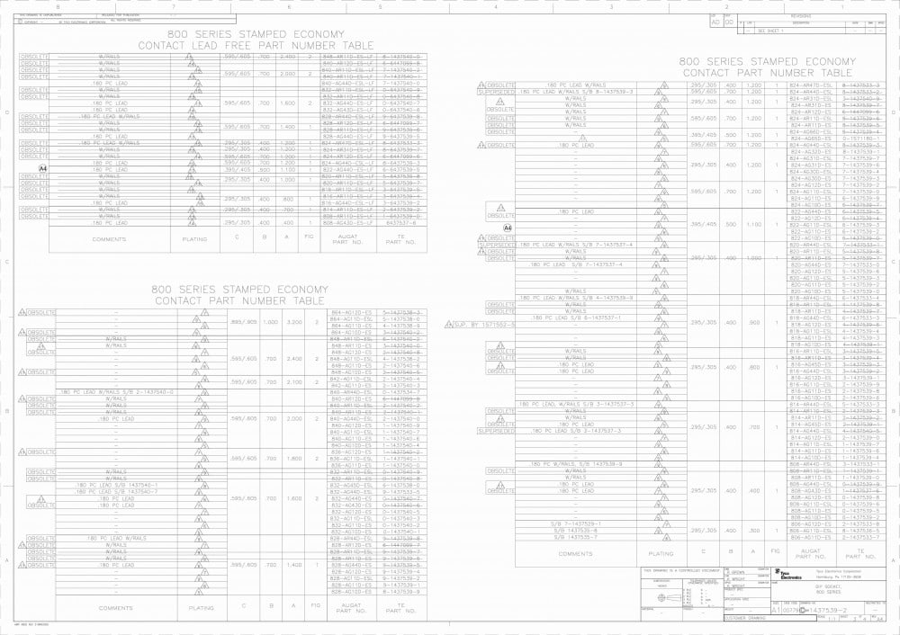 TE Connectivity 800 Series DIP socket drawing page 3