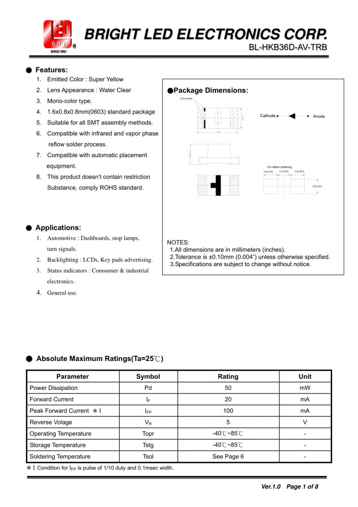 BL-HKB36D-AV-TRB datasheet page 1