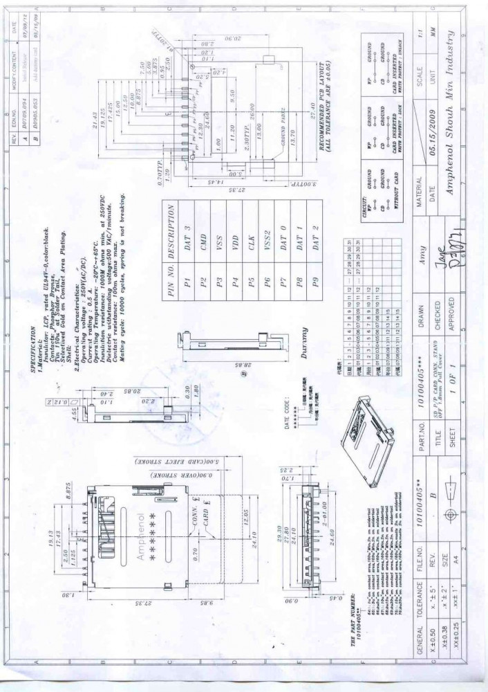 Amphenol 1010040575# technical drawing