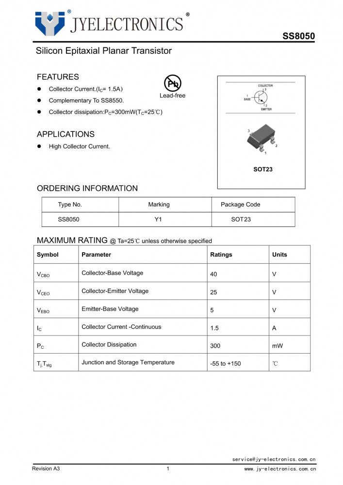 SS8050 datasheet page 1
