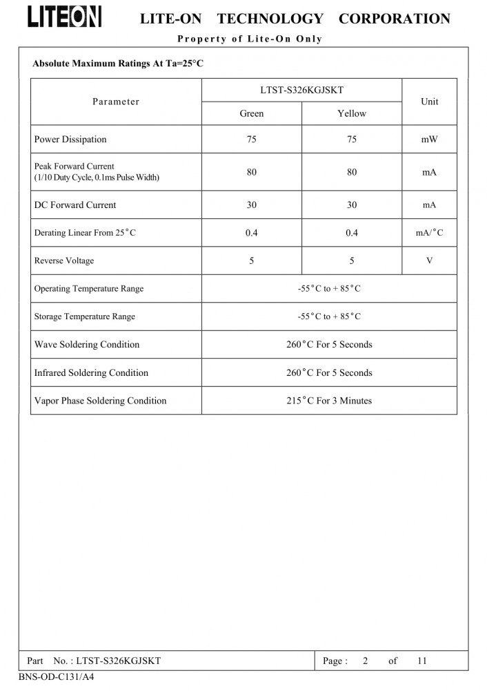 LTST-S326KGJSKT datasheet page 2