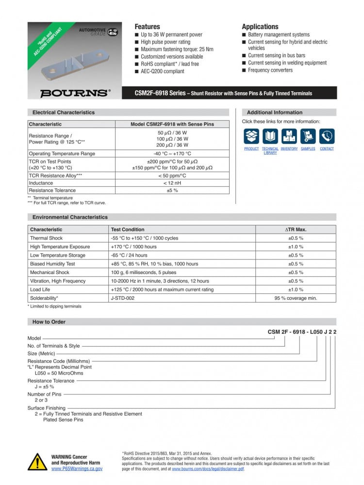 BOURNS CSM2F-6918 datasheet page 1
