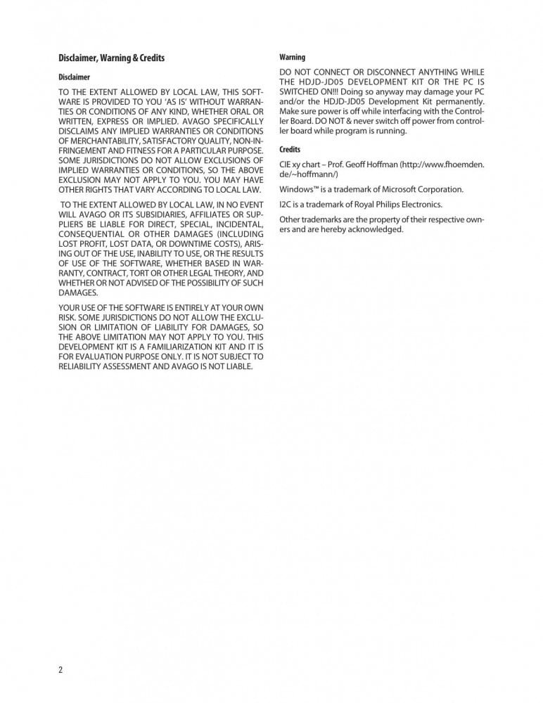 HDJD-JD05 document page 2