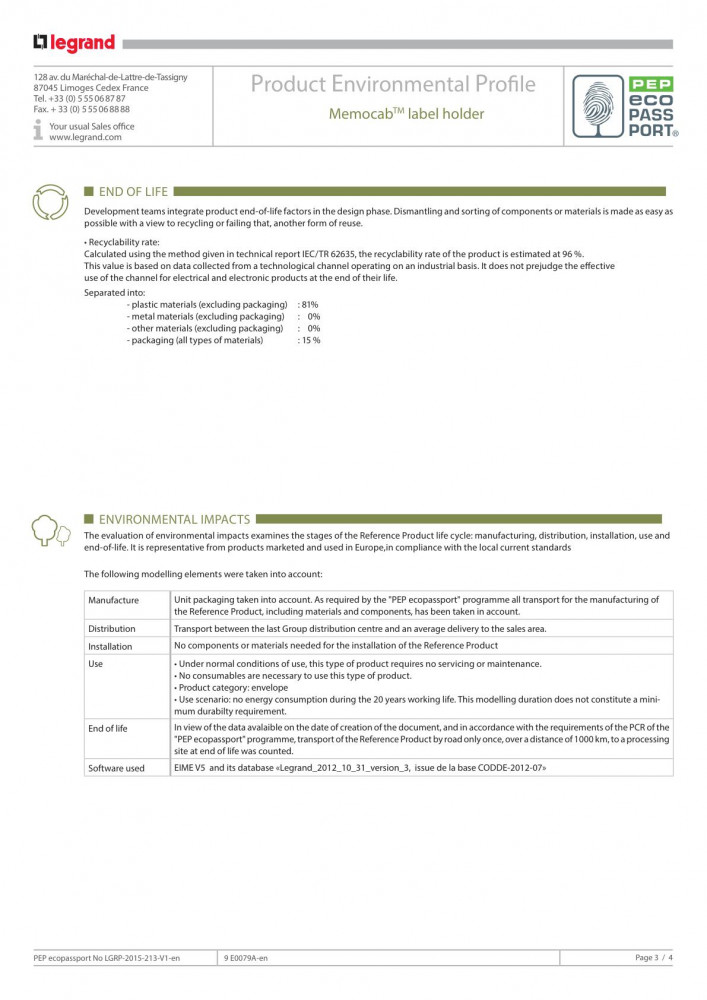 Legrand product document, page 3
