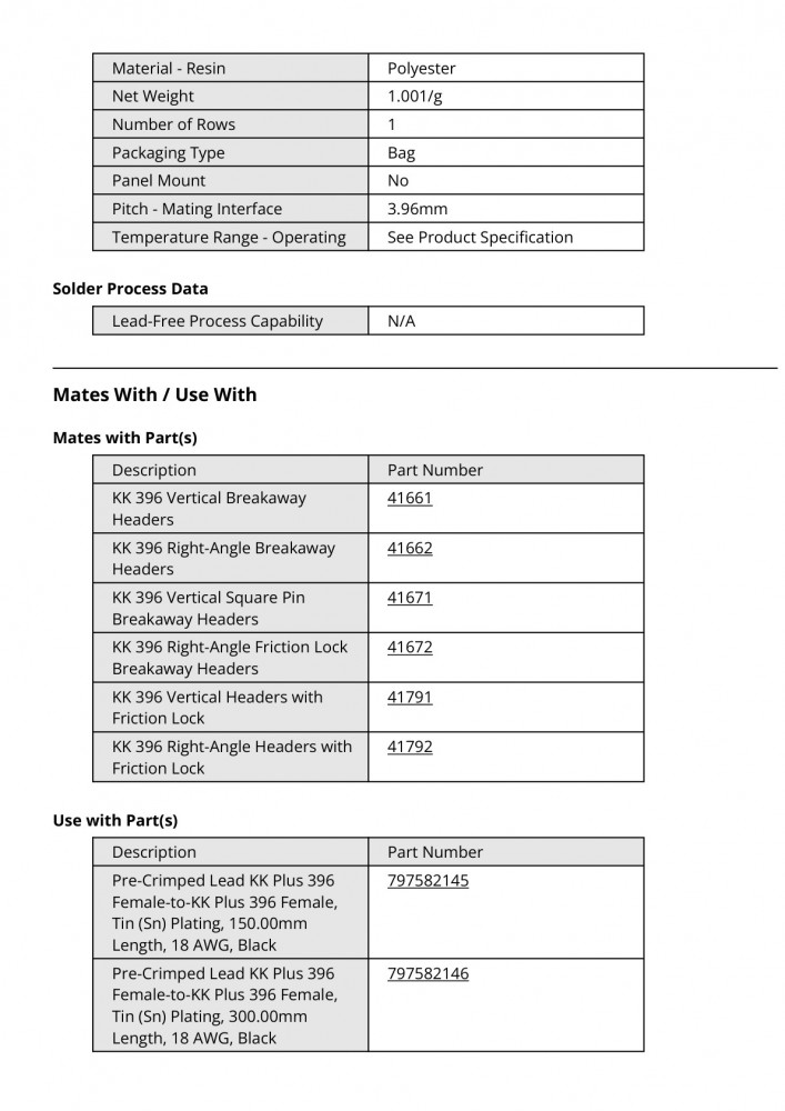 Molex KK 396 product specification page 3