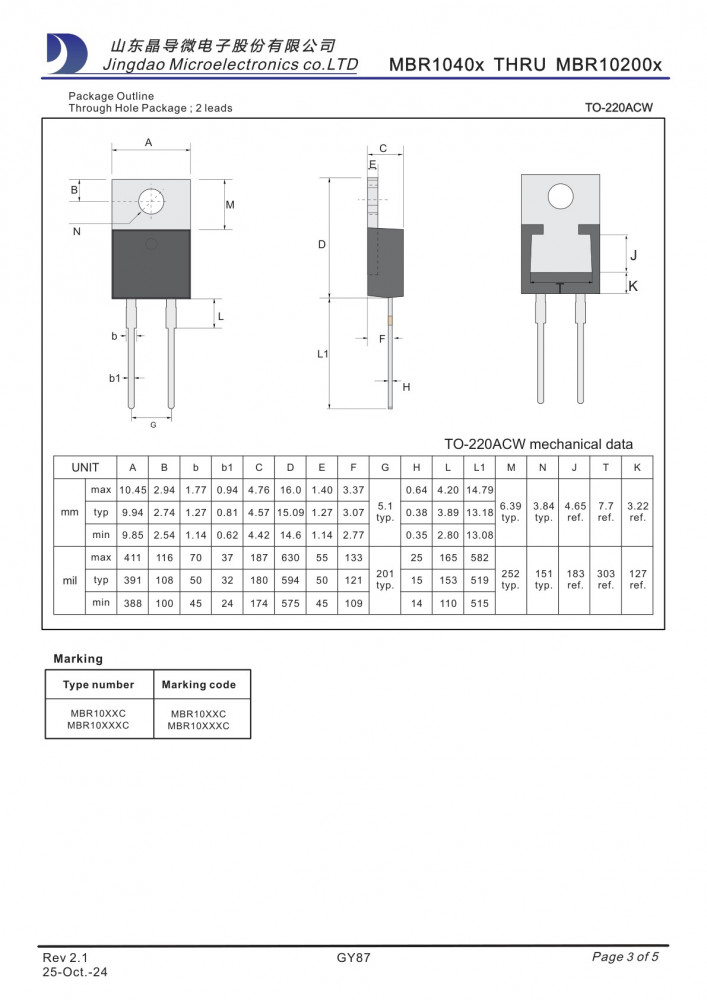 MBR10200F datasheet page 3