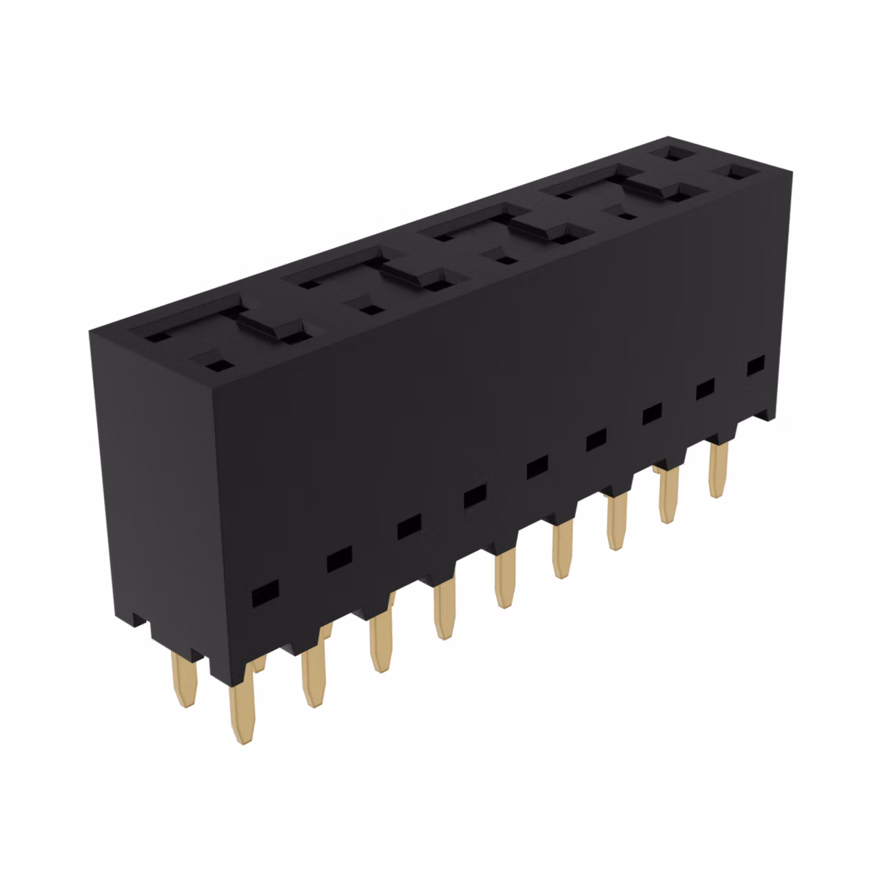 C-Grid III PCB Receptacle, 2.54mm Pitch, Dual Row, Right-Angle, Shrouded, 18 Circuits, 0.12µm Gold (Au) Flash Plating, Straight PCB Pins