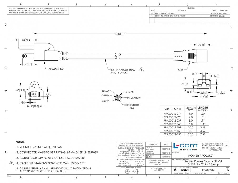 L-com PPA00012 product drawing