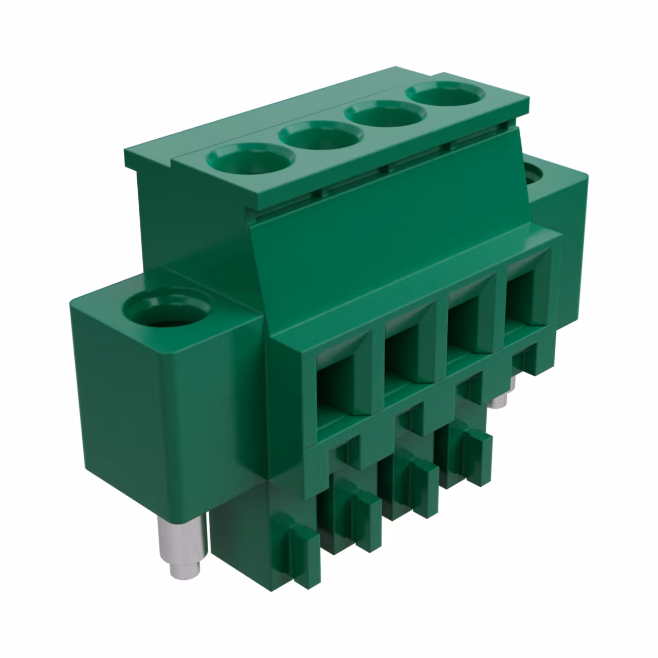 3.81mm Pitch Eurostyle Vertical Plug, with Retention Screws and Reverse Imprinting, Front Wire Entry, Green Housing, Gold (Au) Plated, 4 Circuits for sale