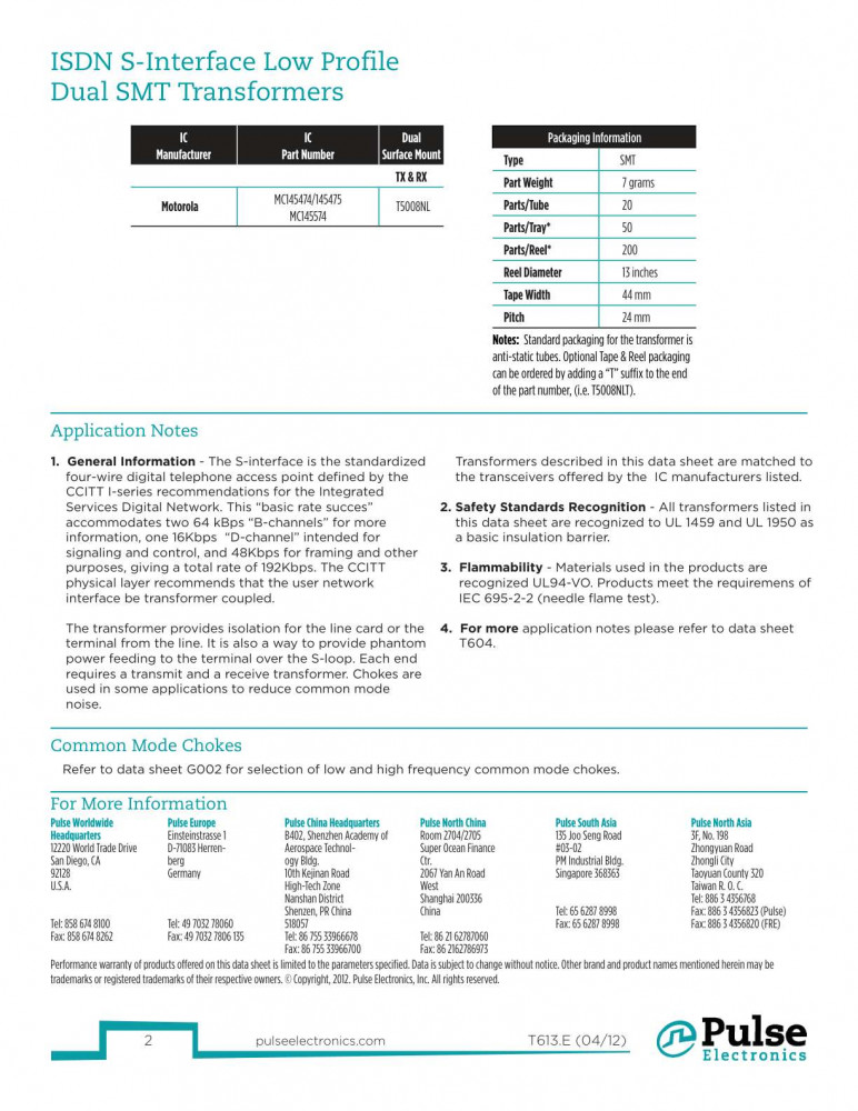 PULSE T5008NL datasheet page 2