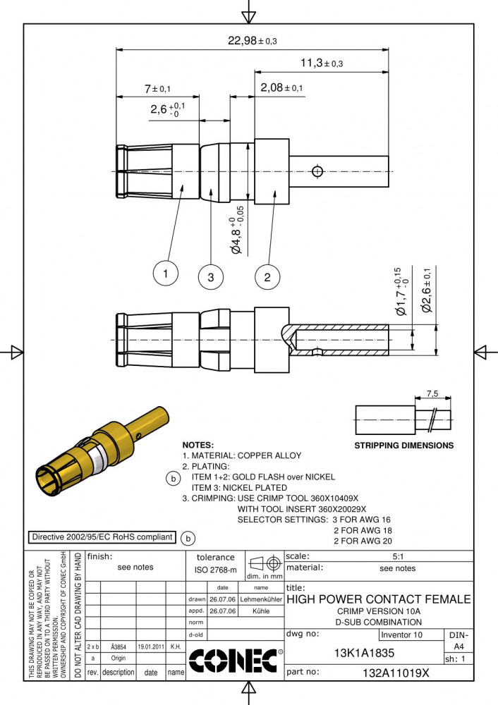 Amphenol 132A11019X technical drawing