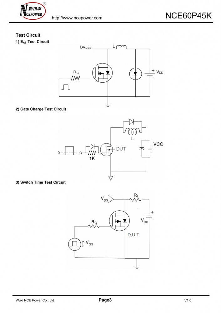 NCE60P45K datasheet page 3