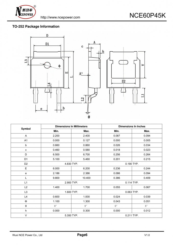 NCE60P45K datasheet page 6