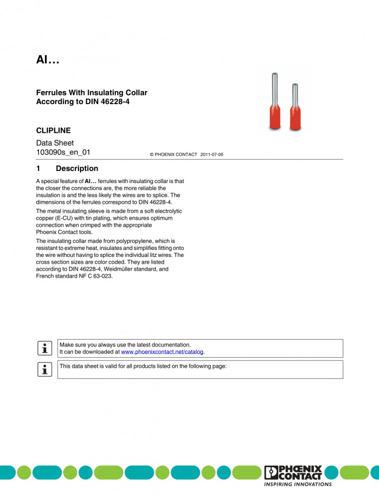 Phoenix Contact ferrule datasheet page 1