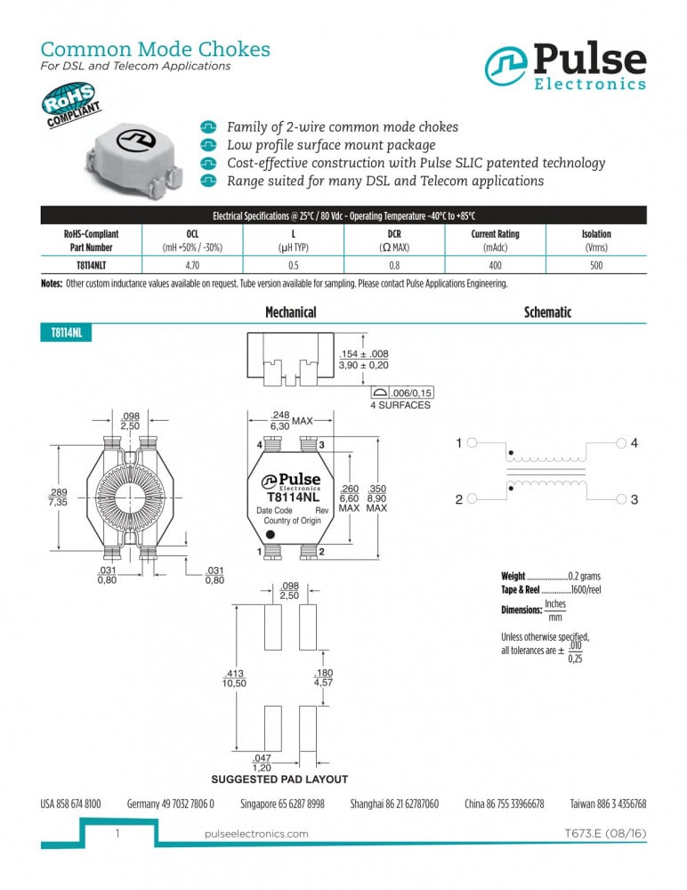 Pulse T8114NL technical document page 1